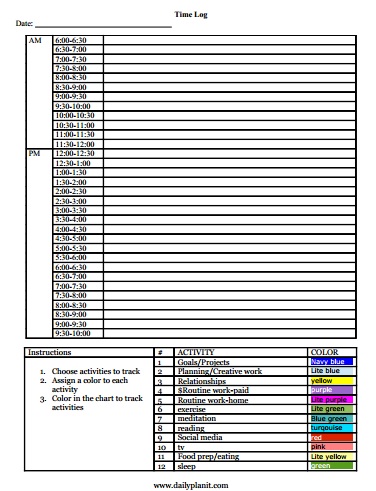 A Time Audit: chart energy levels with a time log | Daily PlanIt
