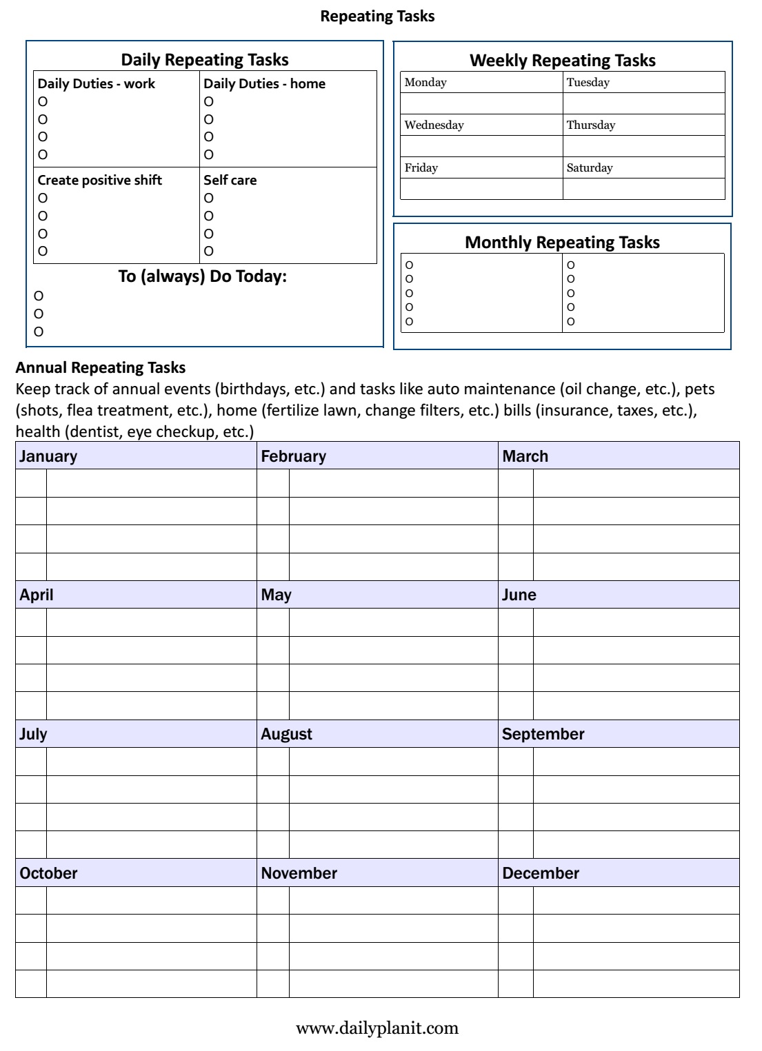 Repeating Tasks | Daily PlanIt